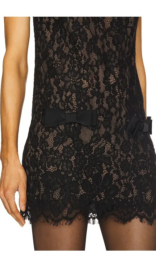 Helsa The Lace Mini Dress in Black - size S