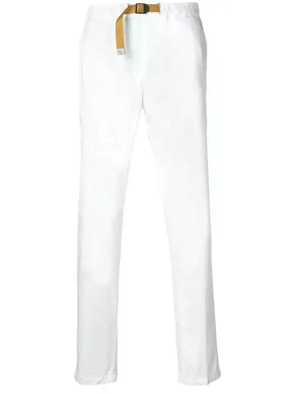 WHITE SAND Belted Slim-fit Trousers