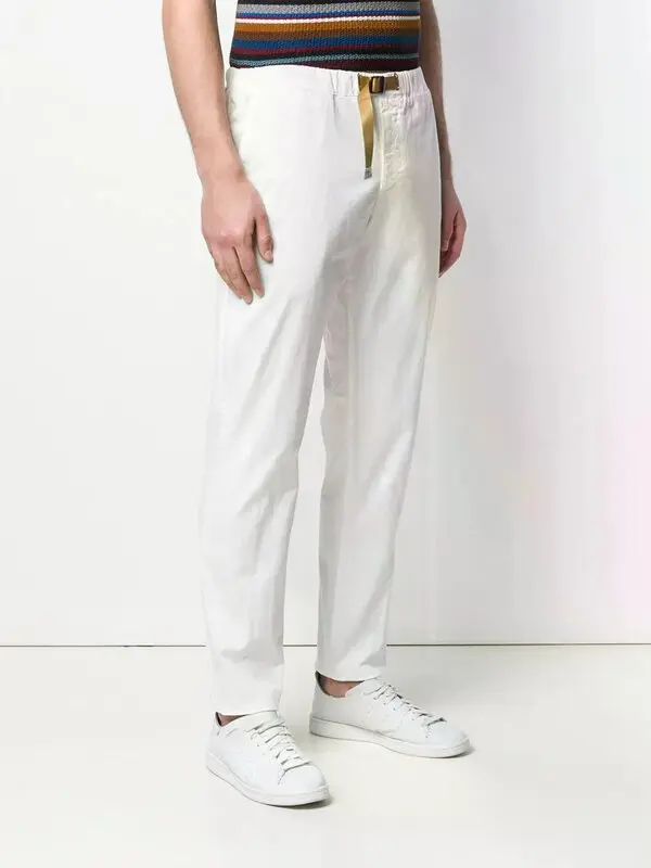 WHITE SAND Belted Slim-fit Trousers