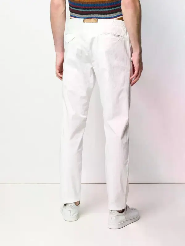WHITE SAND Belted Slim-fit Trousers