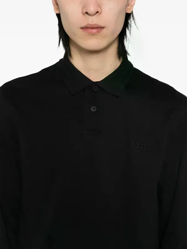 BOSS Logo-embroidered Polo Shirt - Black