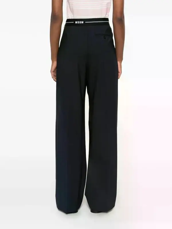 MSGM Logo Waistband Palazzo Trousers