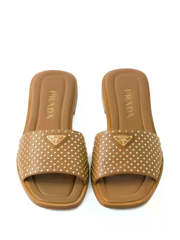 Prada Stud-embellished Leather Sandals