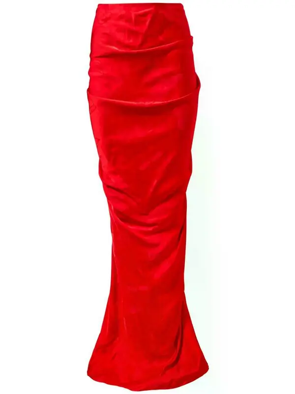 Alejandra Alonso Rojas Silk Maxi Skirt - Red
