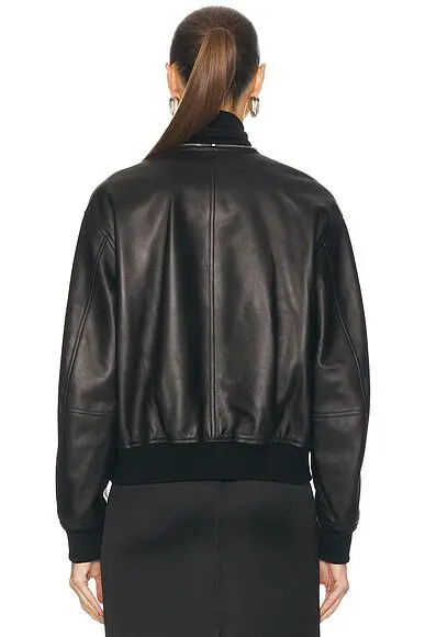 JIL SANDER Leather Bomber Jacket - Black
