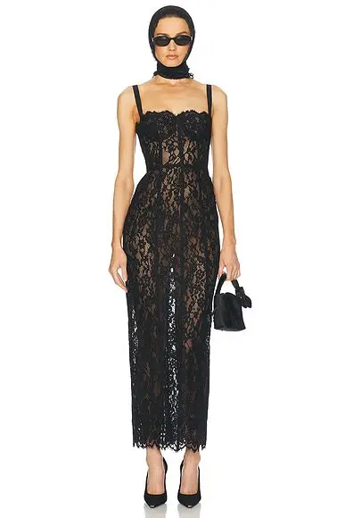 HELSA The Lace Column Dress - Black