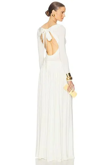 HELSA Jersey Maxi Dress With Back Cut-out And Tie Detail - Vanilla