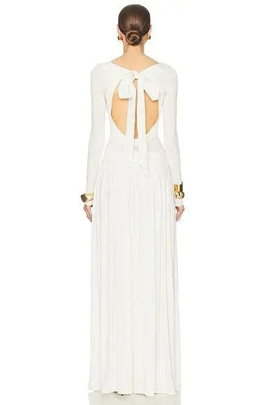 HELSA Jersey Maxi Dress With Back Cut-out And Tie Detail - Vanilla