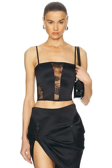 FLEUR DU MAL Silk And Bouquet Lace Corset Top