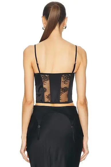 FLEUR DU MAL Silk And Bouquet Lace Corset Top
