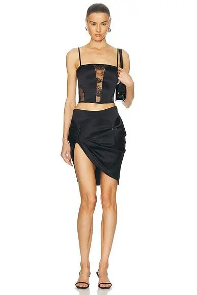 FLEUR DU MAL Silk And Bouquet Lace Corset Top