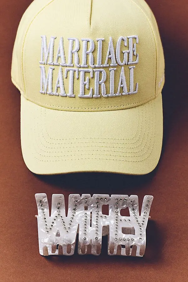 BRIDEMERCH Marriage Material Baseball Cap - Yellow