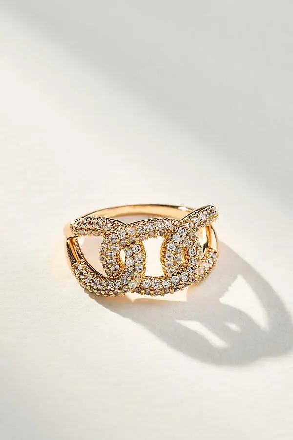 Anthropologie Pavé Loop Ring - Gold