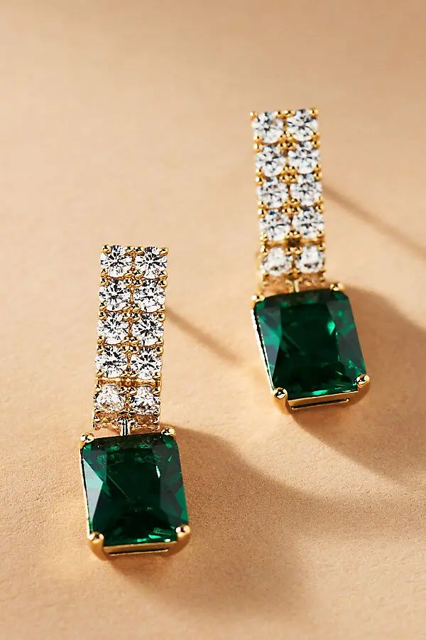 Nadri Emerald Isle Drop Earrings - Emerald Green