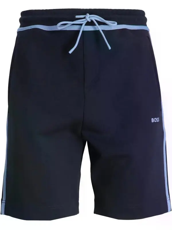 BOSS Logo-print Drawstring-waist Shorts - Blue