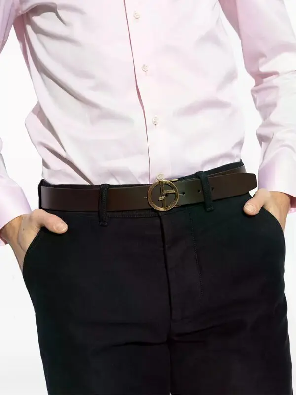 Giorgio Armani Logo Leather Belt - Brown