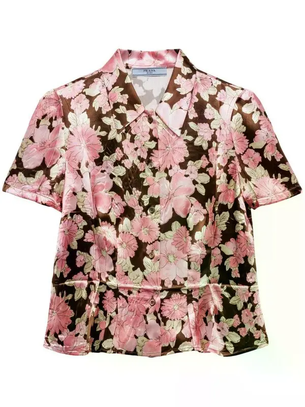 Prada Floral-print Satin Shirt