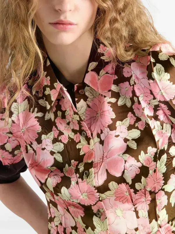 Prada Floral-print Satin Shirt