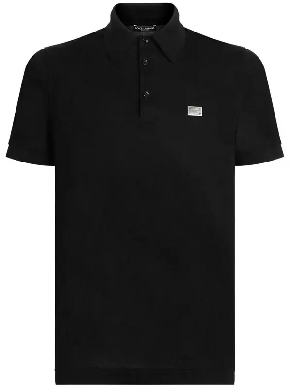 Dolce & Gabbana Logo-plaque Polo Shirt - Black