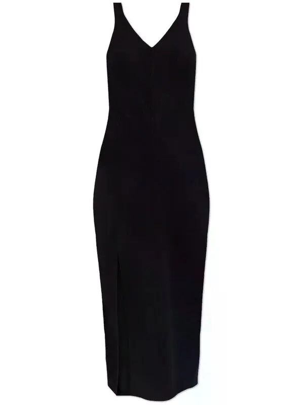 Lacoste Ribbed V-neck Dress - Black