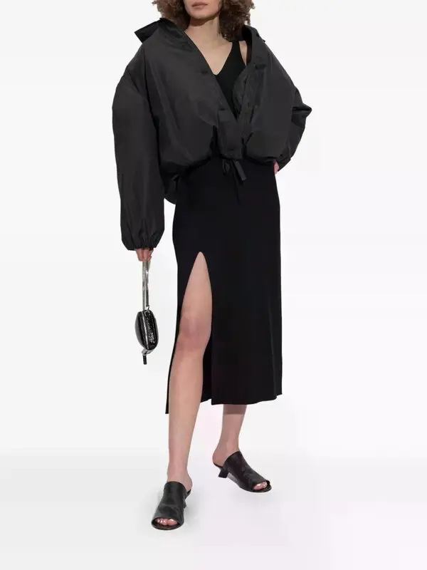 Lacoste Ribbed V-neck Dress - Black