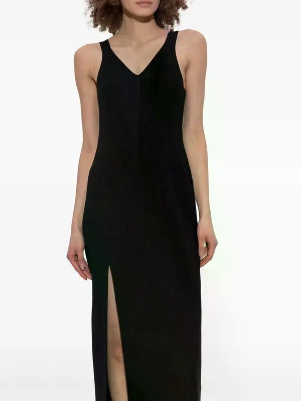 Lacoste Ribbed V-neck Dress - Black