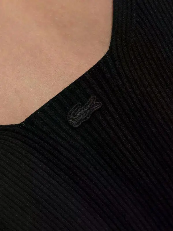 Lacoste Ribbed V-neck Dress - Black