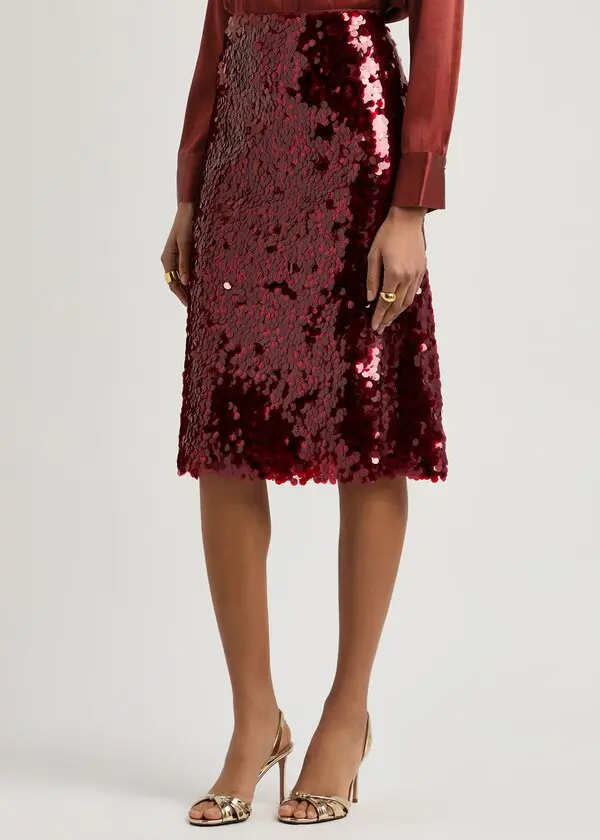 Vince Sequin-embellished Tulle Midi Skirt
