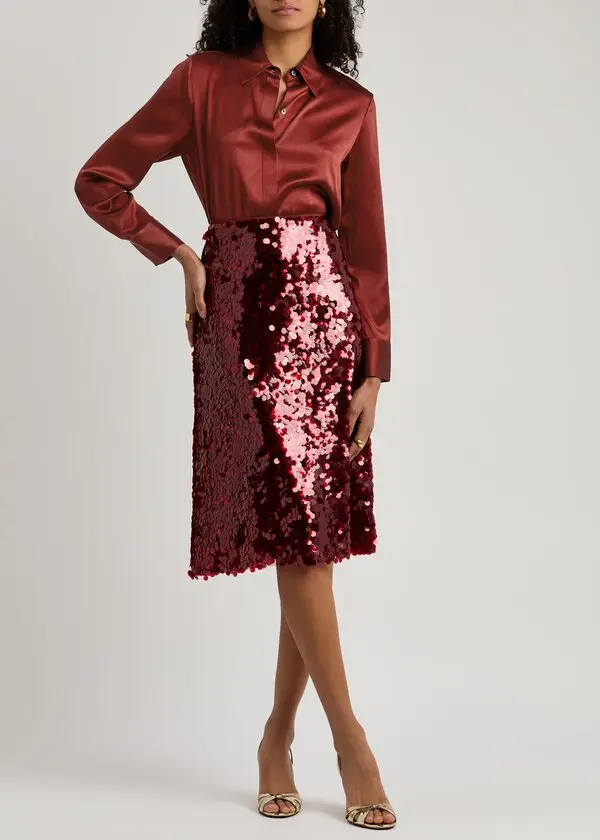 Vince Sequin-embellished Tulle Midi Skirt