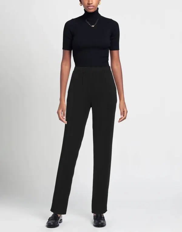 Sprwmn Crepe Stretchy Fabric High Waisted Straight Leg Pants
