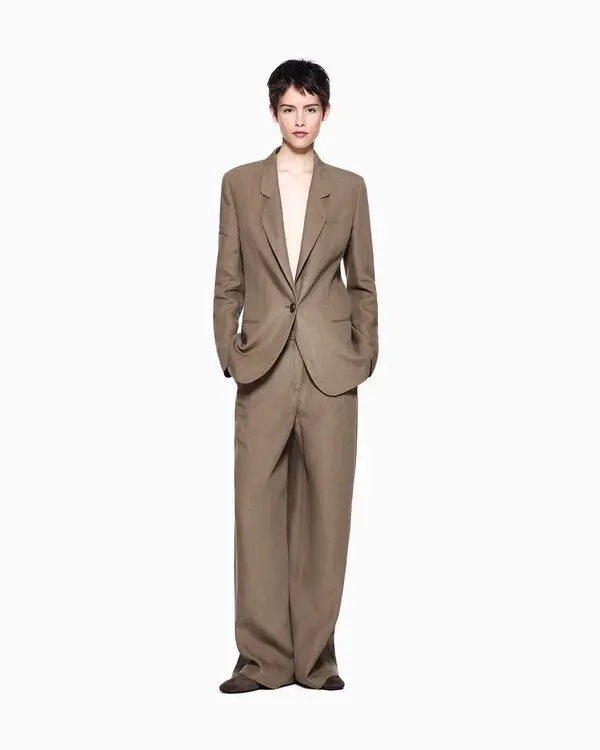 Giorgio Armani Wide-leg Linen Trousers - Brown
