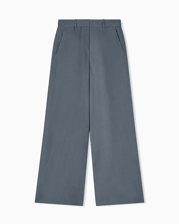 Giorgio Armani Wide-leg Linen Trousers - Grey