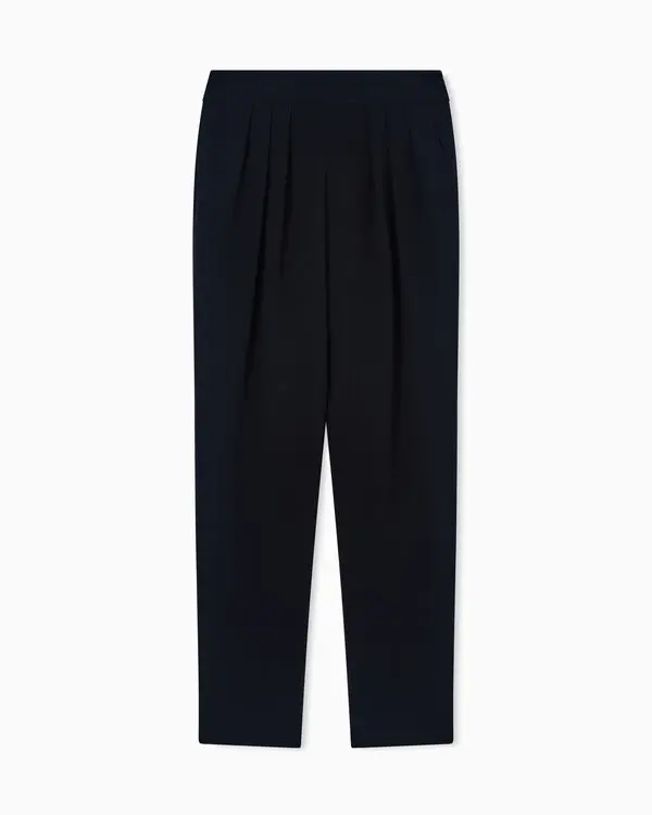 Giorgio Armani Silk Cady Pleated Trousers - Black
