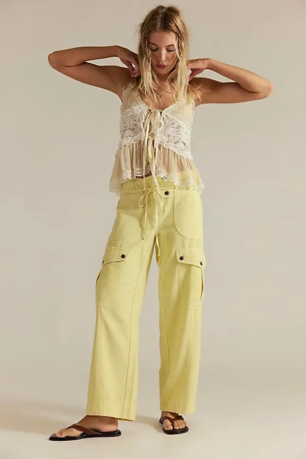 Free People We The Free Park Ave Pants - Lemon Grass