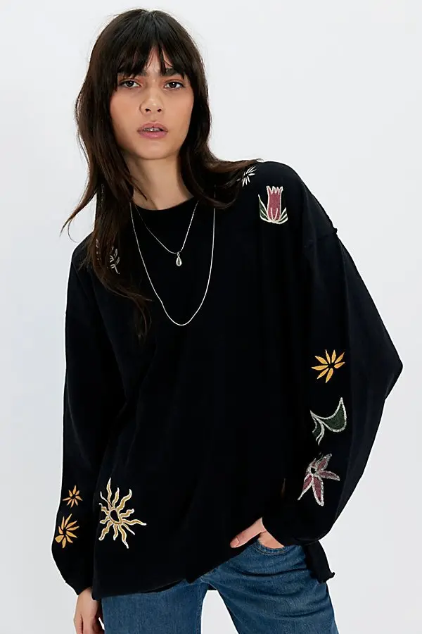 Free People We The Free Never Leaf Me Tee - Black Combo