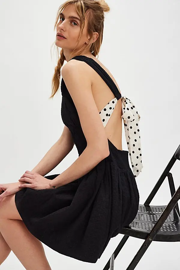blue dress for baby girl Free People Midnight Hour Mini Dress in Black main image 0
