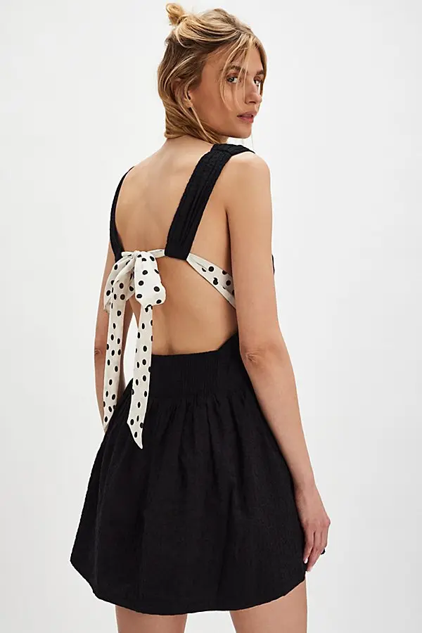 Free People A-Line Mini Dress With Tie Detail In Black - 32% Off |  Editorialist