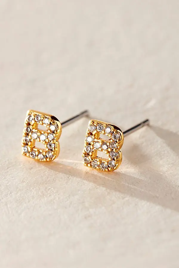 BRENDA GRANDS Initial Stud Earrings - B