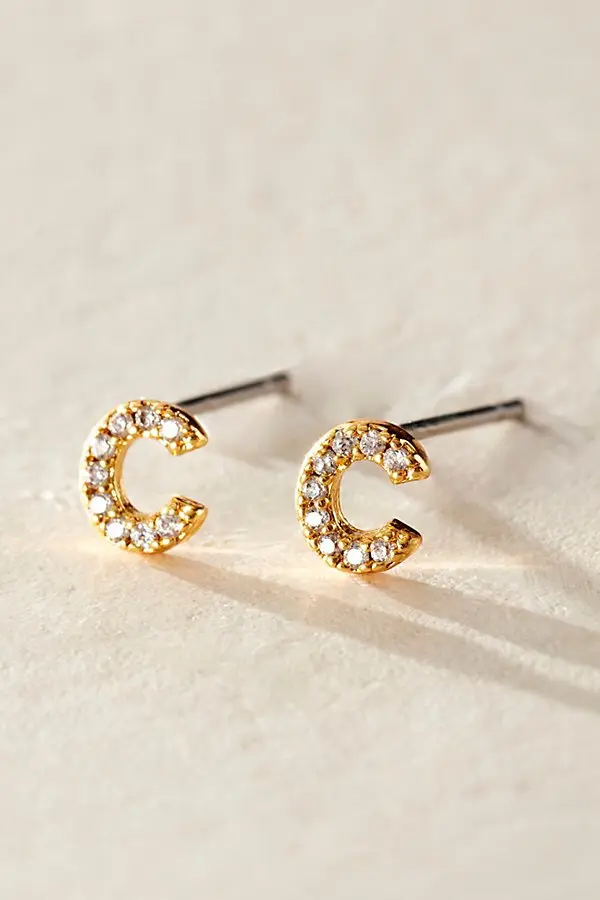BRENDA GRANDS Initial Stud Earrings - C