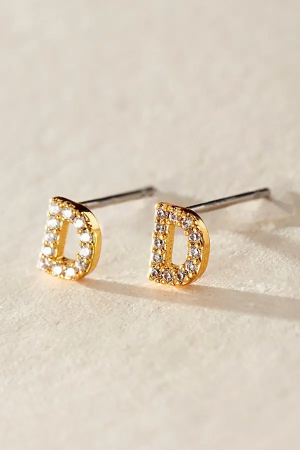 BRENDA GRANDS Initial Stud Earrings - D