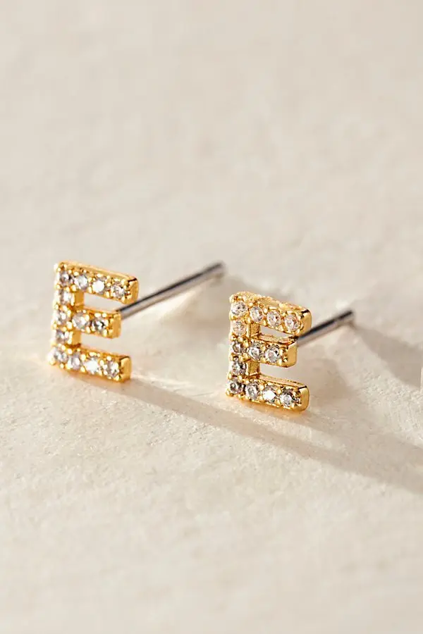 BRENDA GRANDS Initial Stud Earrings - E