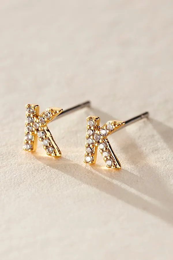 BRENDA GRANDS Initial Stud Earrings - K