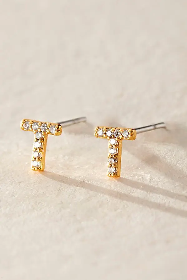BRENDA GRANDS Initial Stud Earrings - T