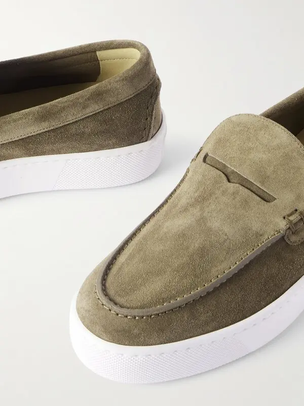 CHRISTIAN LOUBOUTIN Paqueboat Suede Penny Loafers - Green