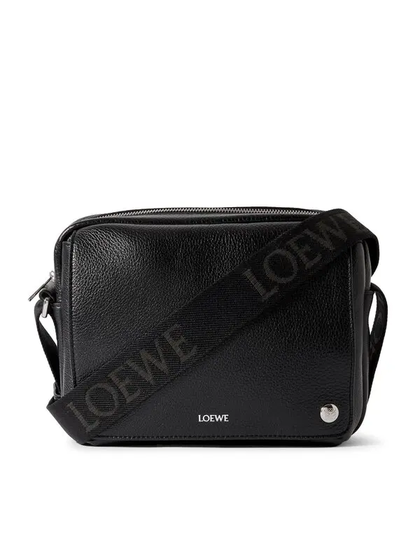 Loewe Pebble Xs Full-grain Leather Messenger Bag - Black