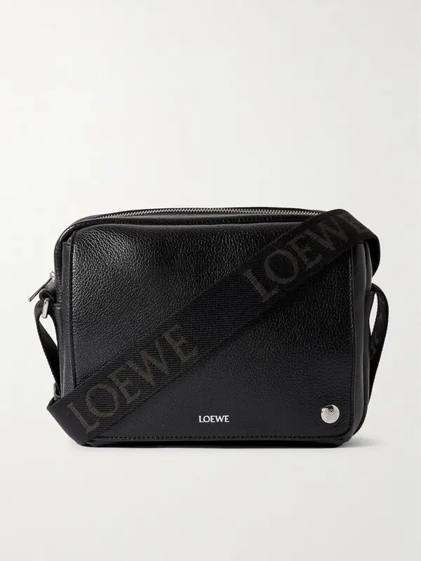 Loewe Pebble Xs Full-grain Leather Messenger Bag - Black