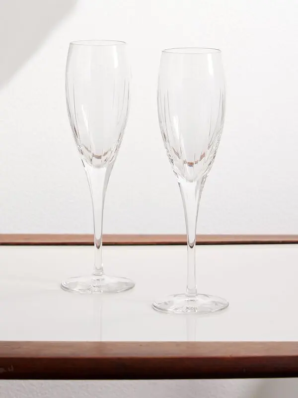Christofle Iriana Set Of Two Crystal Champagne Flutes - Neutrals