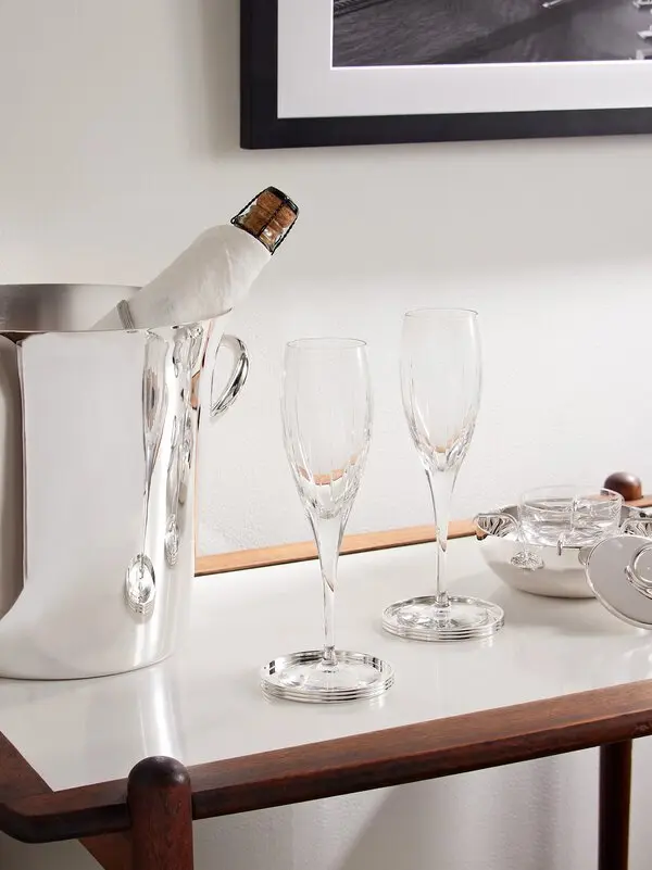Christofle Iriana Set Of Two Crystal Champagne Flutes