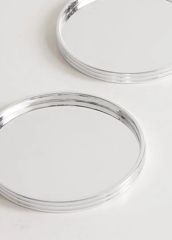 Christofle Kt Set Of Two -plated Glass Coasters