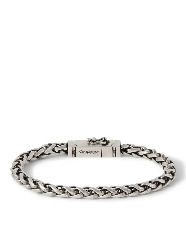Saint Laurent Oxidised -tone Wheat Chain Bracelet - Silver